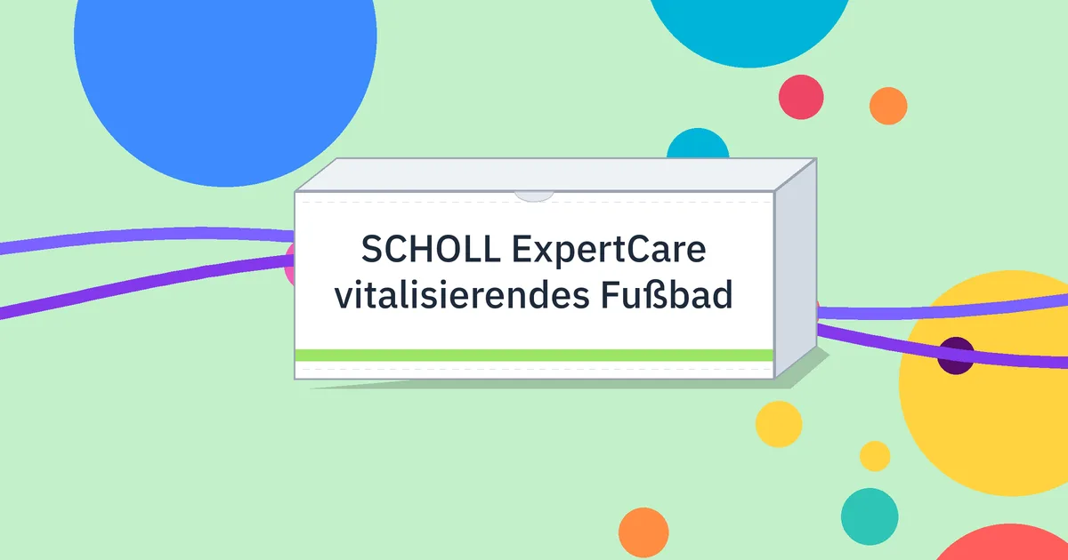 Symbolbild: Packung mit der Aufschrift SCHOLL ExpertCare vitalisierendes Fußbad (PZN 18296691) – Verfügbarkeit und Bezug in Apotheken in Frankfurt am Main