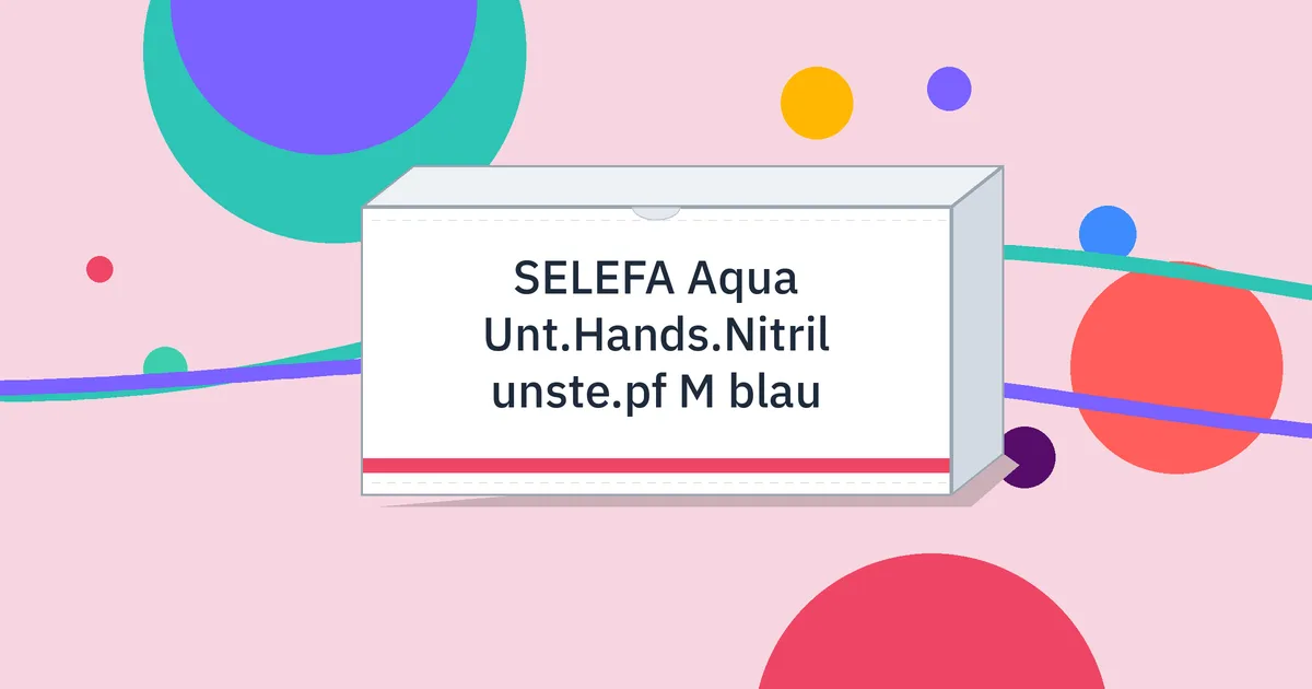 Symbolbild: Packung mit der Aufschrift SELEFA Aqua Unt.Hands.Nitril unste.pf M blau (PZN 19236946) – Verfügbarkeit und Bezug in Apotheken in Frankfurt am Main