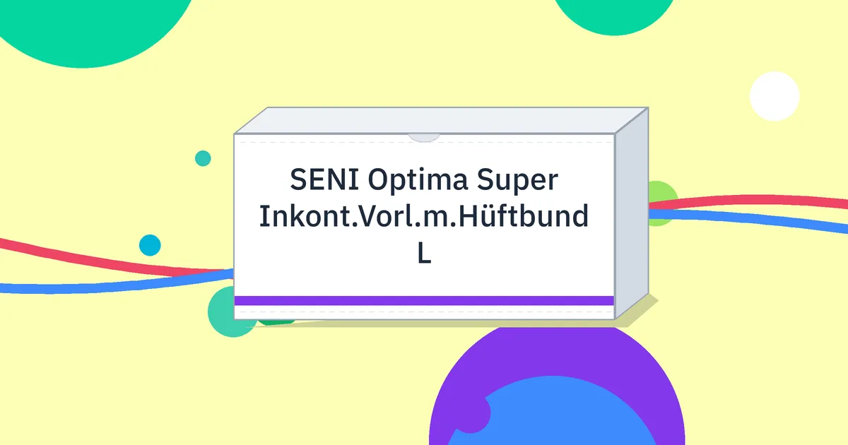 Symbolbild: Packung mit der Aufschrift SENI Optima Super Inkont.Vorl.m.Hüftbund L (PZN 18012587) – Verfügbarkeit und Bezug in Apotheken in Frankfurt am Main