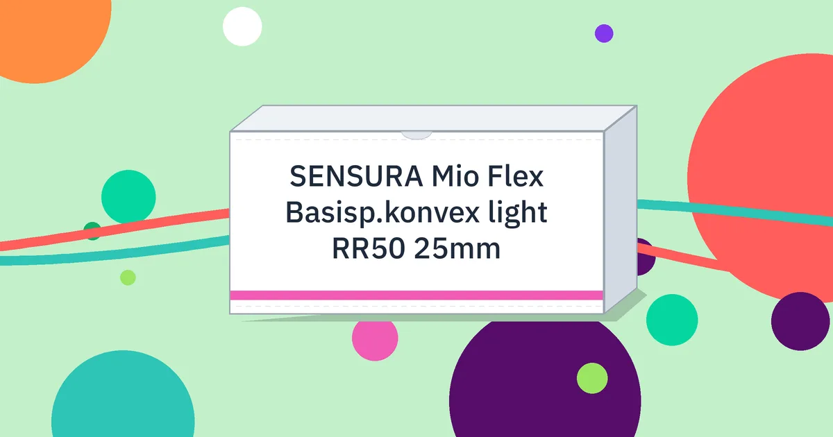 Symbolbild: Packung mit der Aufschrift SENSURA Mio Flex Basisp.konvex light RR50 25mm (PZN 10857931) – Verfügbarkeit und Bezug in Apotheken in Frankfurt am Main