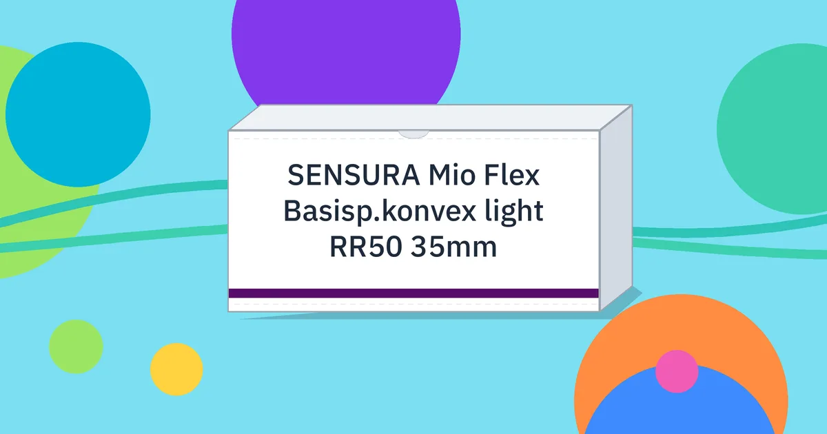 Symbolbild: Packung mit der Aufschrift SENSURA Mio Flex Basisp.konvex light RR50 35mm (PZN 10858008) – Verfügbarkeit und Bezug in Apotheken in Frankfurt am Main
