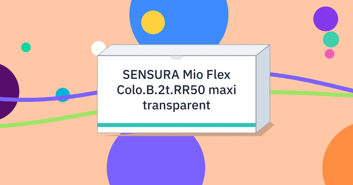 Symbolbild: Packung mit der Aufschrift SENSURA Mio Flex Colo.B.2t.RR50 maxi transparent (PZN 10202130) – Verfügbarkeit und Bezug in Apotheken in Frankfurt am Main