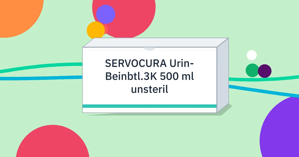 Symbolbild: Packung mit der Aufschrift SERVOCURA Urin-Beinbtl.3K 500 ml unsteril (PZN 17364367) – Verfügbarkeit und Bezug in Apotheken in Frankfurt am Main