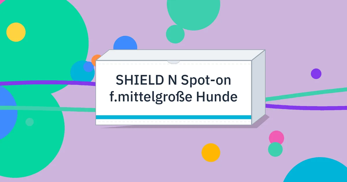 Symbolbild: Packung mit der Aufschrift SHIELD N Spot-on f.mittelgroße Hunde (PZN 17244982) – Verfügbarkeit und Bezug in Apotheken in Frankfurt am Main