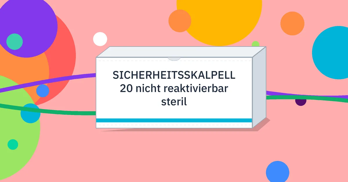 Symbolbild: Packung mit der Aufschrift SICHERHEITSSKALPELL 20 nicht reaktivierbar steril (PZN 09537345) – Verfügbarkeit und Bezug in Apotheken in Frankfurt am Main