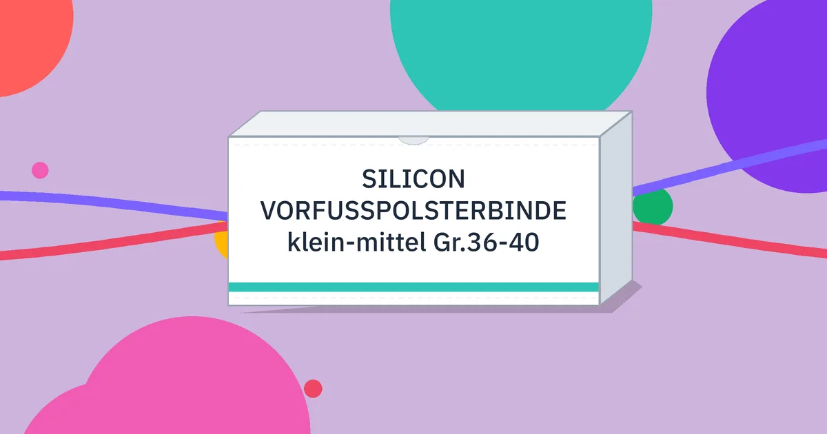 Symbolbild: Packung mit der Aufschrift SILICON VORFUSSPOLSTERBINDE klein-mittel Gr.36-40 (PZN 15381634) – Verfügbarkeit und Bezug in Apotheken in Frankfurt am Main