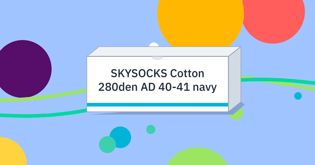 Symbolbild: Packung mit der Aufschrift SKYSOCKS Cotton 280den AD 40-41 navy (PZN 18664278) – Verfügbarkeit und Bezug in Apotheken in Frankfurt am Main