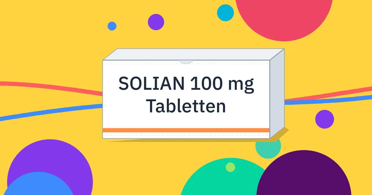 Symbolbild: Packung mit der Aufschrift SOLIAN 100 mg Tabletten (PZN 01827397) – Verfügbarkeit und Bezug in Apotheken in Frankfurt am Main