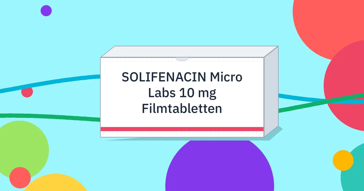 Symbolbild: Packung mit der Aufschrift SOLIFENACIN Micro Labs 10 mg Filmtabletten (PZN 13965130) – Verfügbarkeit und Bezug in Apotheken in Frankfurt am Main