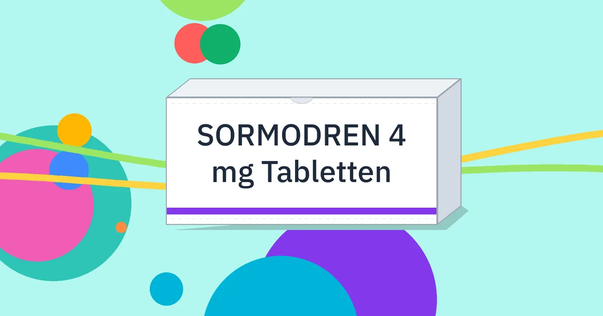 Symbolbild: Packung mit der Aufschrift SORMODREN 4 mg Tabletten (PZN 07432487) – Verfügbarkeit und Bezug in Apotheken in Frankfurt am Main