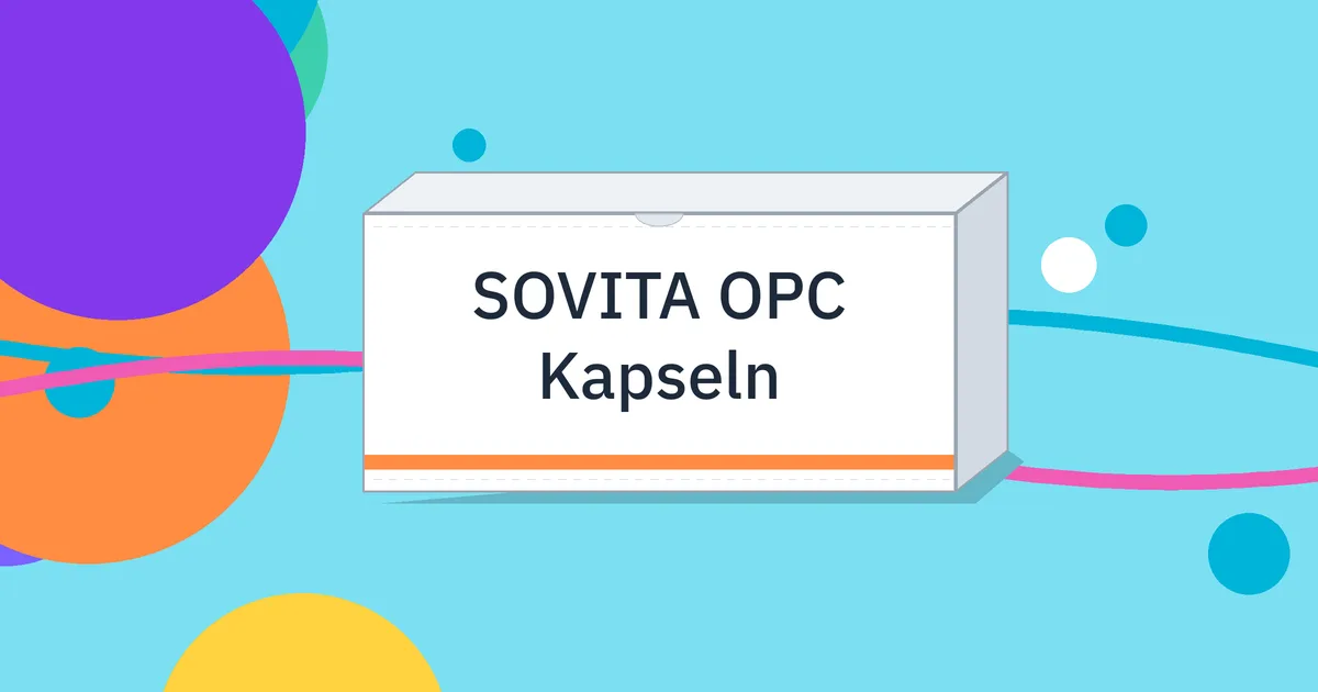 Symbolbild: Packung mit der Aufschrift SOVITA OPC Kapseln (PZN 14177179) – Verfügbarkeit und Bezug in Apotheken in Frankfurt am Main