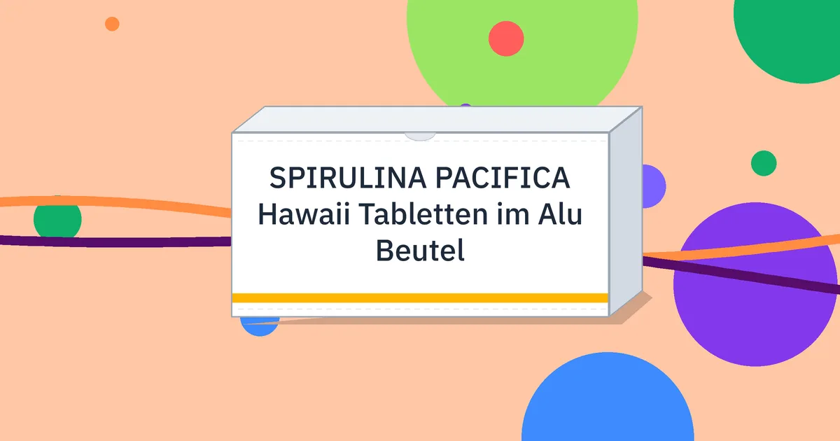 Symbolbild: Packung mit der Aufschrift SPIRULINA PACIFICA Hawaii Tabletten im Alu Beutel (PZN 04316444) – Verfügbarkeit und Bezug in Apotheken in Frankfurt am Main
