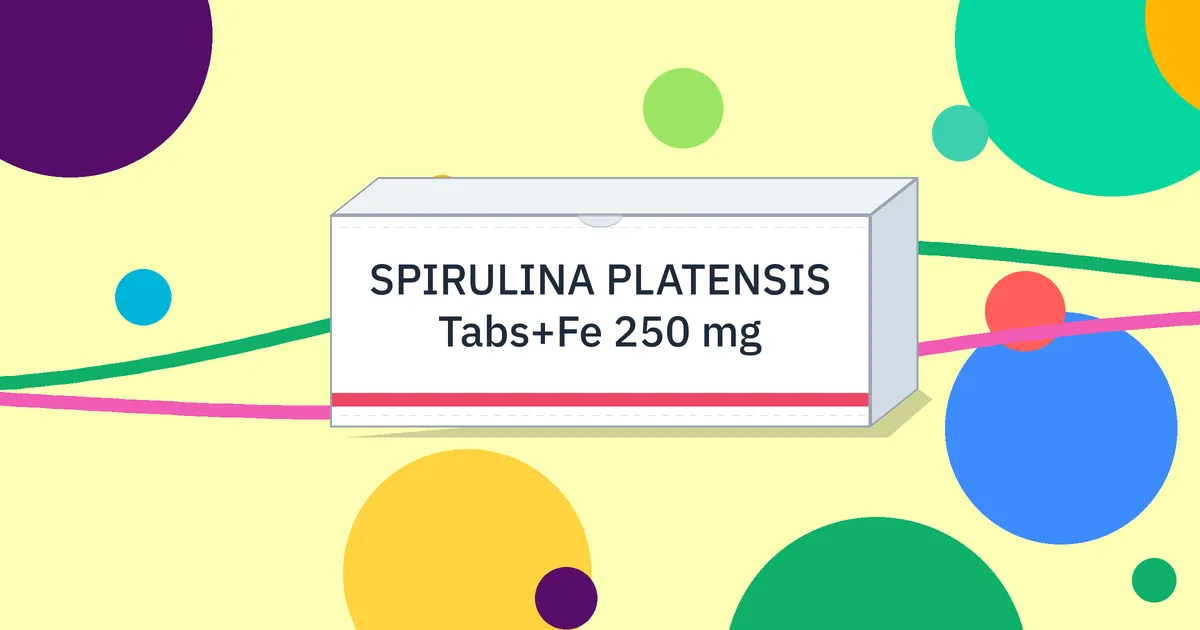Symbolbild: Packung mit der Aufschrift SPIRULINA PLATENSIS Tabs+Fe 250 mg (PZN 06485955) – Verfügbarkeit und Bezug in Apotheken in Frankfurt am Main