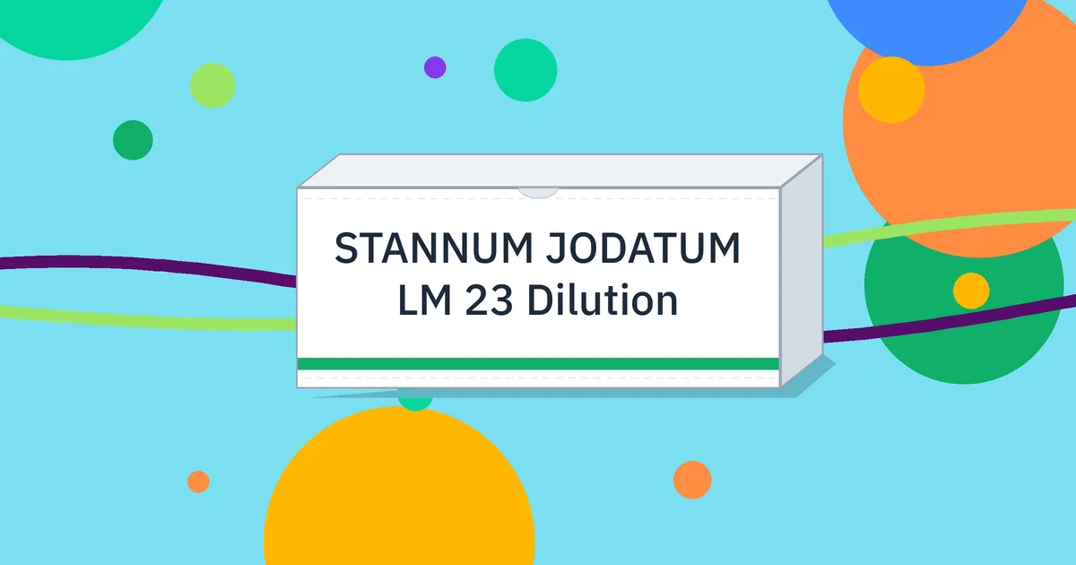 Symbolbild: Packung mit der Aufschrift STANNUM JODATUM LM 23 Dilution (PZN 13198877) – Verfügbarkeit und Bezug in Apotheken in Frankfurt am Main