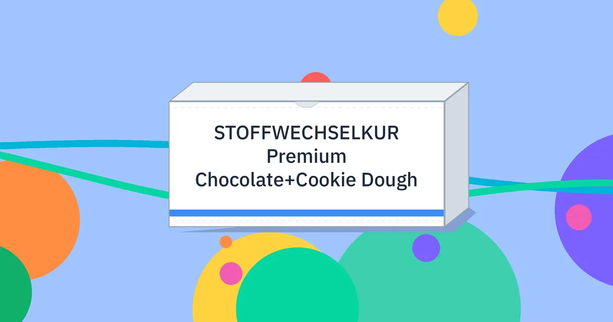 Symbolbild: Packung mit der Aufschrift STOFFWECHSELKUR Premium Chocolate+Cookie Dough (PZN 14044426) – Verfügbarkeit und Bezug in Apotheken in Frankfurt am Main