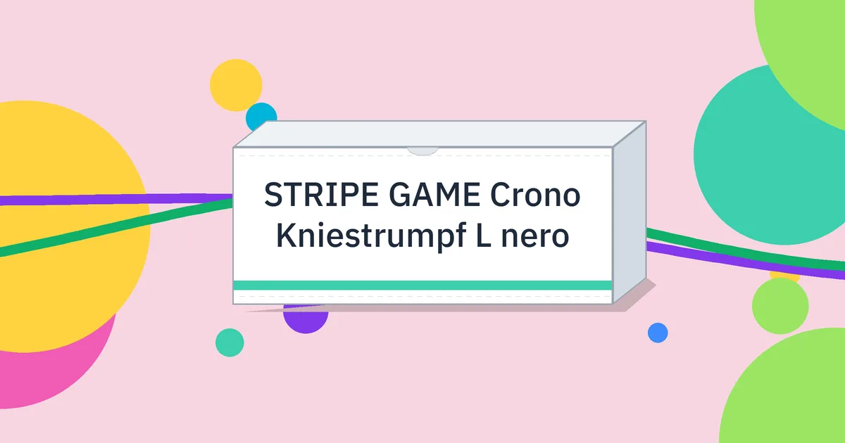Symbolbild: Packung mit der Aufschrift STRIPE GAME Crono Kniestrumpf L nero (PZN 20720624) – Verfügbarkeit und Bezug in Apotheken in Frankfurt am Main