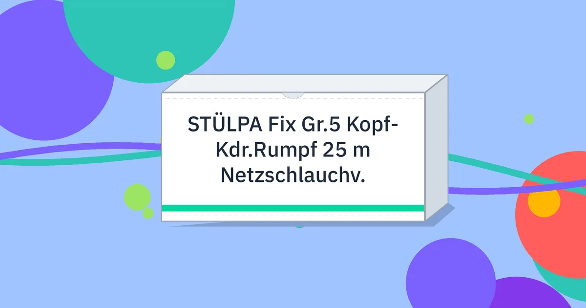 Symbolbild: Packung mit der Aufschrift STÜLPA Fix Gr.5 Kopf-Kdr.Rumpf 25 m Netzschlauchv. (PZN 19835902) – Verfügbarkeit und Bezug in Apotheken in Frankfurt am Main