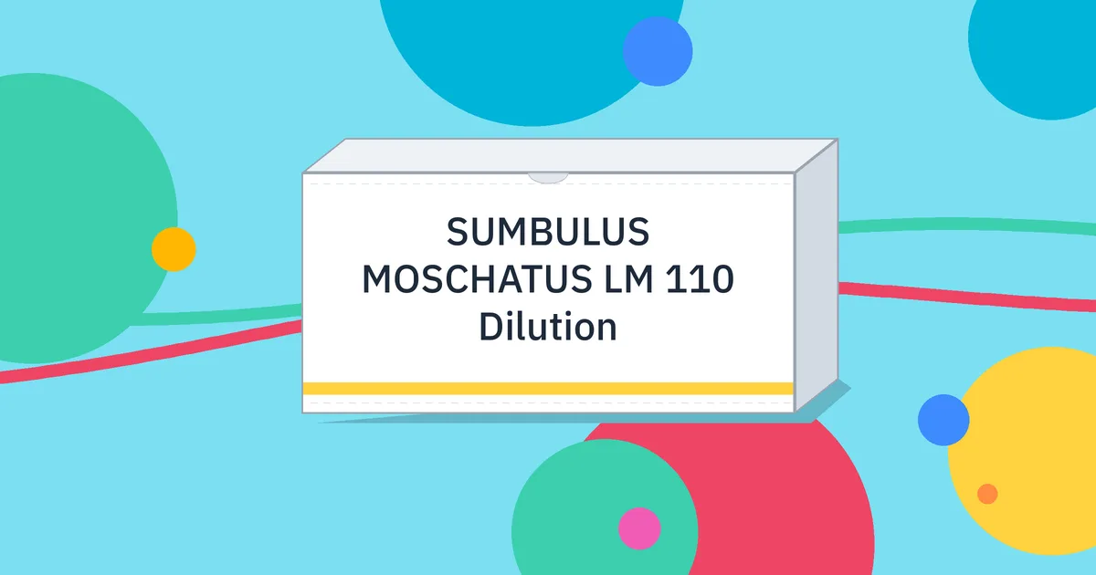 Symbolbild: Packung mit der Aufschrift SUMBULUS MOSCHATUS LM 110 Dilution (PZN 13211098) – Verfügbarkeit und Bezug in Apotheken in Frankfurt am Main