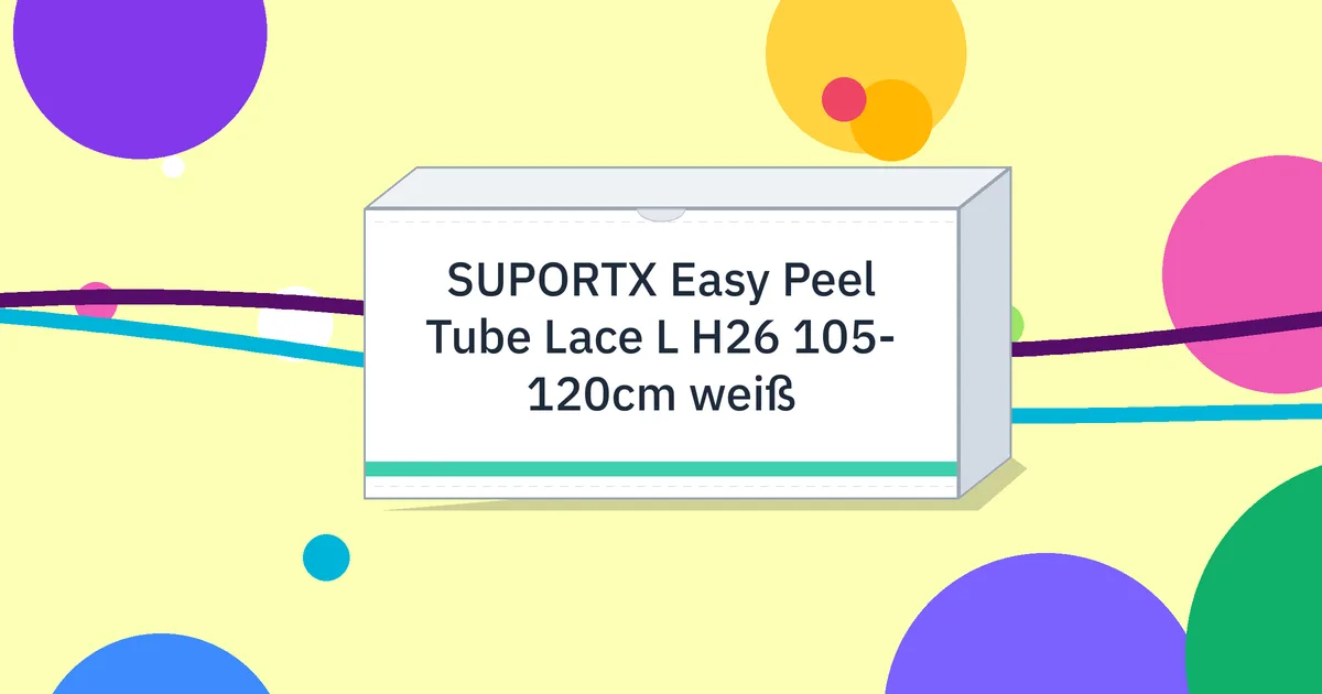 Symbolbild: Packung mit der Aufschrift SUPORTX Easy Peel Tube Lace L H26 105-120cm weiß (PZN 10125642) – Verfügbarkeit und Bezug in Apotheken in Frankfurt am Main