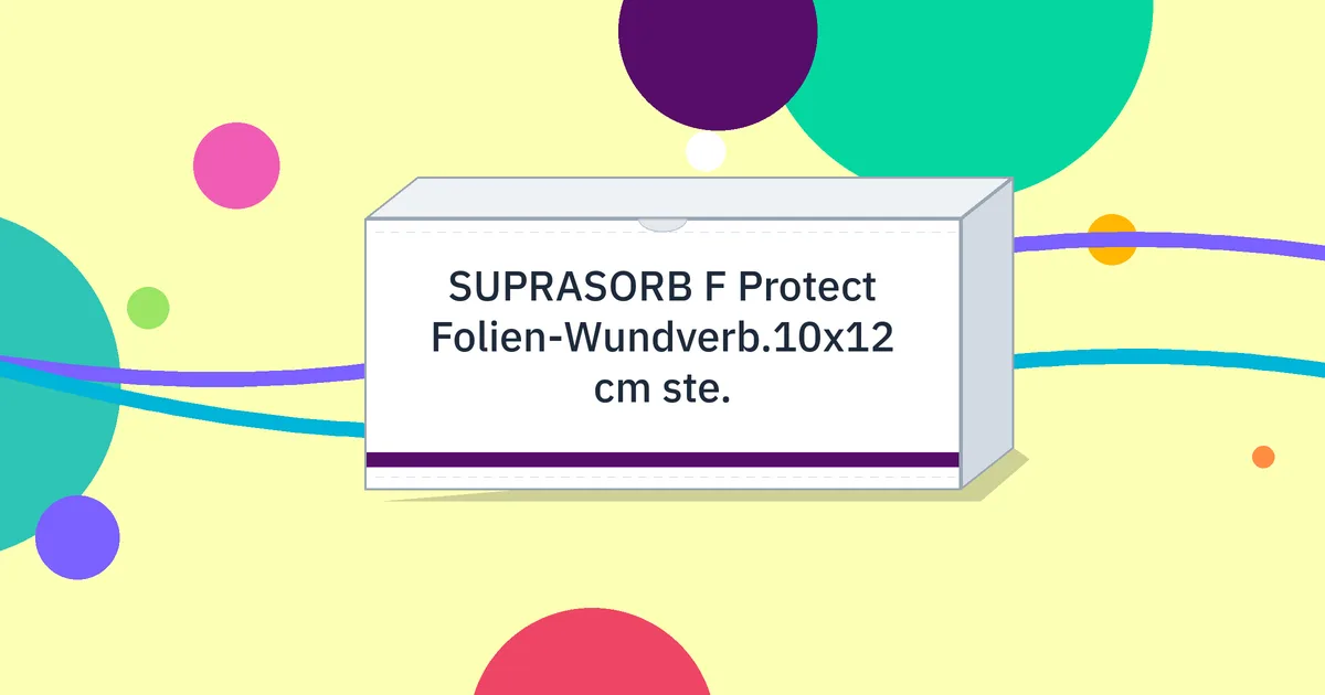 Symbolbild: Packung mit der Aufschrift SUPRASORB F Protect Folien-Wundverb.10x12 cm ste. (PZN 19251118) – Verfügbarkeit und Bezug in Apotheken in Frankfurt am Main
