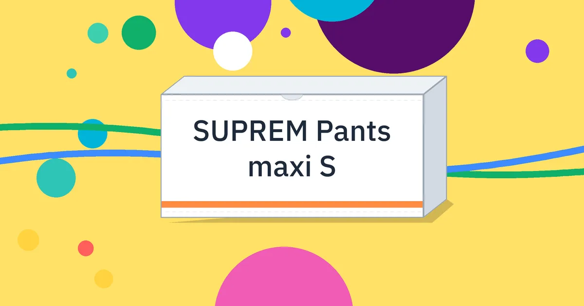 Symbolbild: Packung mit der Aufschrift SUPREM Pants maxi S (PZN 08836353) – Verfügbarkeit und Bezug in Apotheken in Frankfurt am Main
