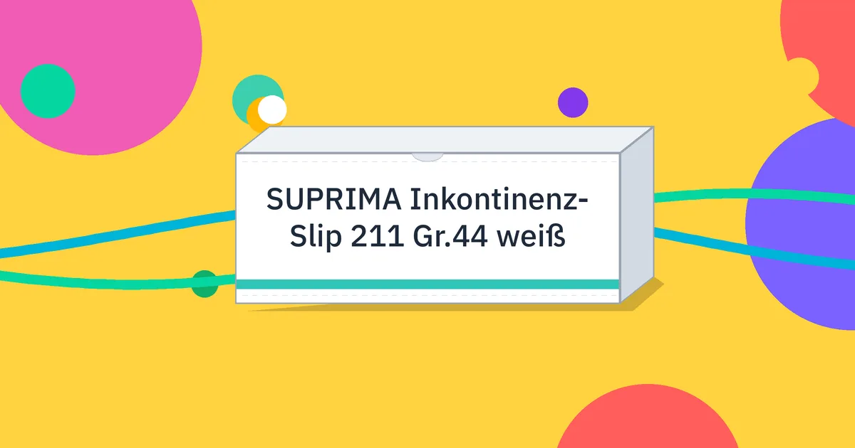 Symbolbild: Packung mit der Aufschrift SUPRIMA Inkontinenz-Slip 211 Gr.44 weiß (PZN 00710380) – Verfügbarkeit und Bezug in Apotheken in Frankfurt am Main