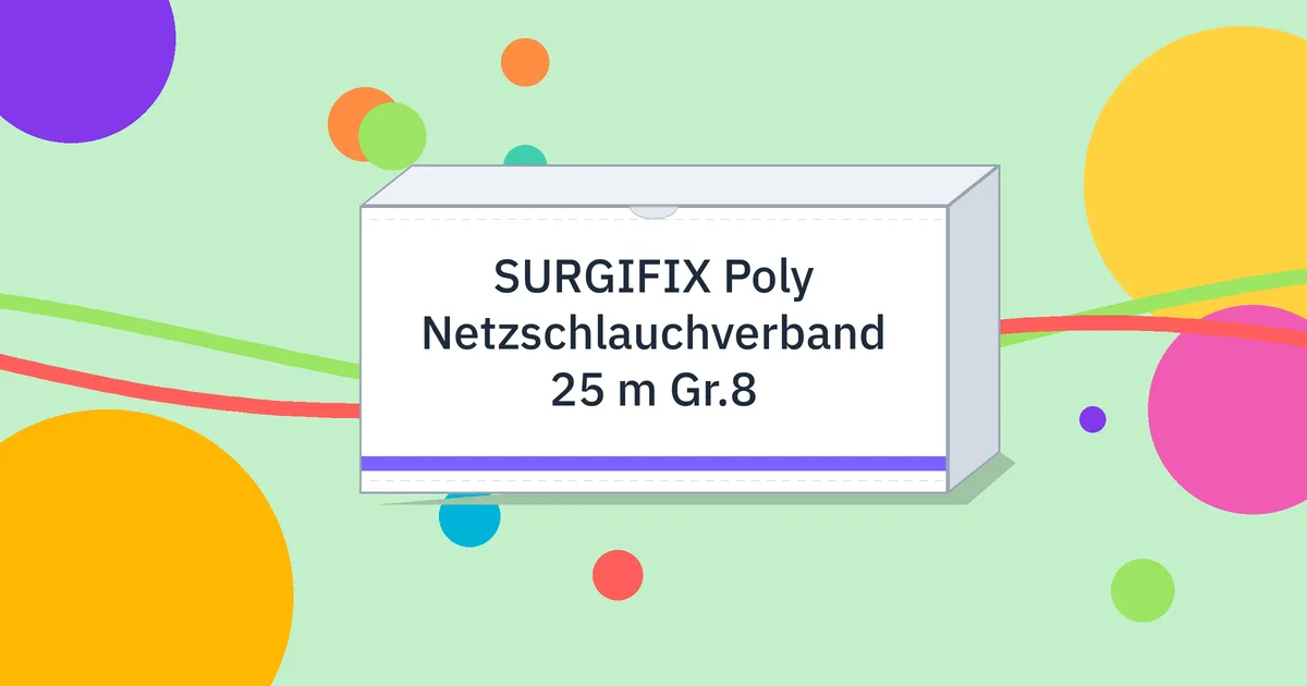 Symbolbild: Packung mit der Aufschrift SURGIFIX Poly Netzschlauchverband 25 m Gr.8 (PZN 18386589) – Verfügbarkeit und Bezug in Apotheken in Frankfurt am Main
