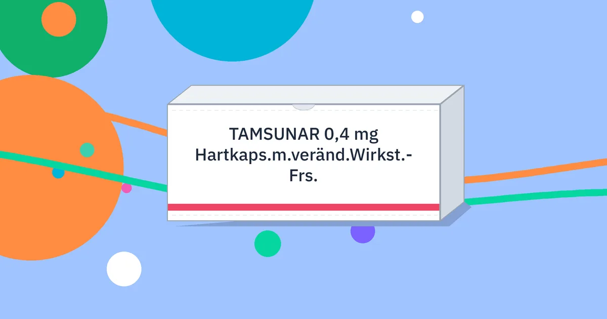Symbolbild: Packung mit der Aufschrift TAMSUNAR 0,4 mg Hartkaps.m.veränd.Wirkst.-Frs. (PZN 01077341) – Verfügbarkeit und Bezug in Apotheken in Frankfurt am Main