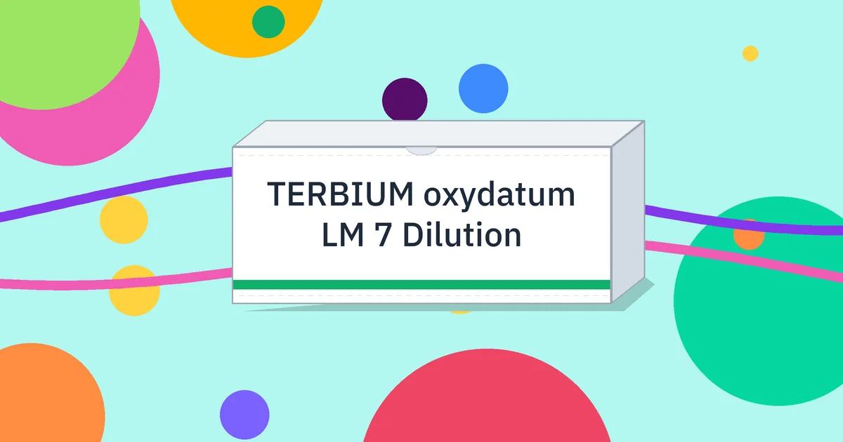 Symbolbild: Packung mit der Aufschrift TERBIUM oxydatum LM 7 Dilution (PZN 13216084) – Verfügbarkeit und Bezug in Apotheken in Frankfurt am Main