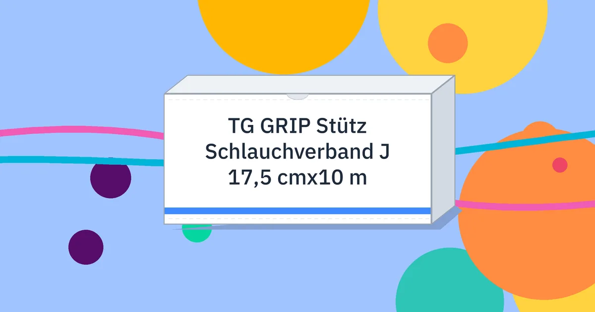 Symbolbild: Packung mit der Aufschrift TG GRIP Stütz Schlauchverband J 17,5 cmx10 m (PZN 01309449) – Verfügbarkeit und Bezug in Apotheken in Frankfurt am Main