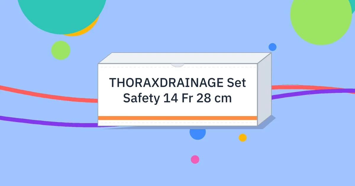 Symbolbild: Packung mit der Aufschrift THORAXDRAINAGE Set Safety 14 Fr 28 cm (PZN 13914598) – Verfügbarkeit und Bezug in Apotheken in Frankfurt am Main