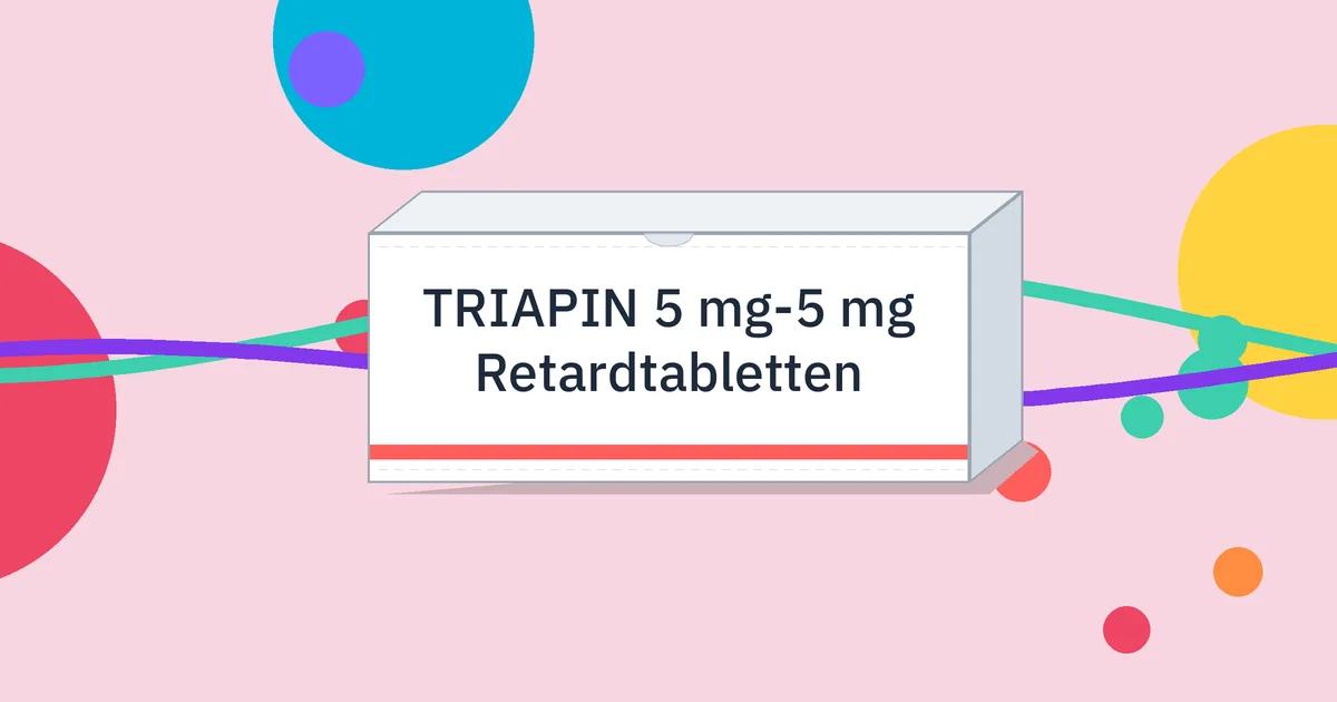 Symbolbild: Packung mit der Aufschrift TRIAPIN 5 mg-5 mg Retardtabletten (PZN 17849194) – Verfügbarkeit und Bezug in Apotheken in Frankfurt am Main