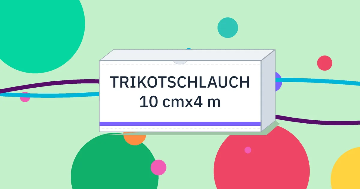 Symbolbild: Packung mit der Aufschrift TRIKOTSCHLAUCH 10 cmx4 m (PZN 01721049) – Verfügbarkeit und Bezug in Apotheken in Frankfurt am Main