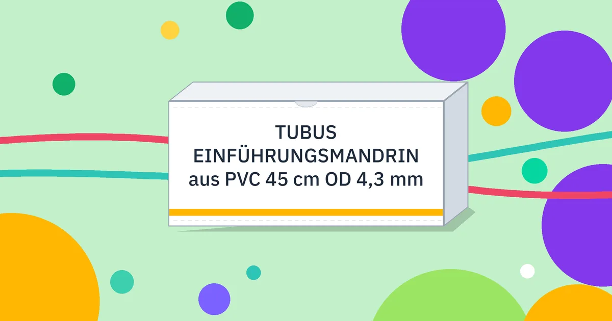 Symbolbild: Packung mit der Aufschrift TUBUS EINFÜHRUNGSMANDRIN aus PVC 45 cm OD 4,3 mm (PZN 05033062) – Verfügbarkeit und Bezug in Apotheken in Frankfurt am Main