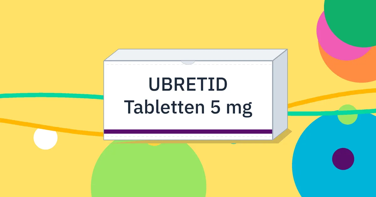 Symbolbild: Packung mit der Aufschrift UBRETID Tabletten 5 mg (PZN 16911353) – Verfügbarkeit und Bezug in Apotheken in Frankfurt am Main