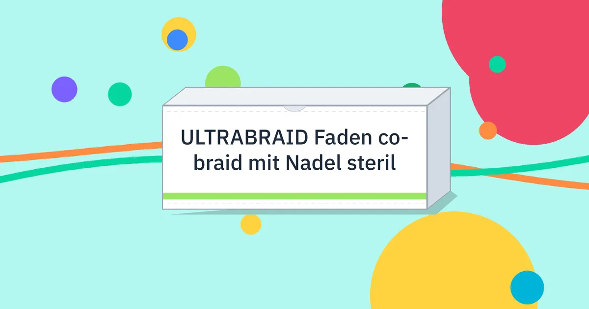 Symbolbild: Packung mit der Aufschrift ULTRABRAID Faden co-braid mit Nadel steril (PZN 12642933) – Verfügbarkeit und Bezug in Apotheken in Frankfurt am Main