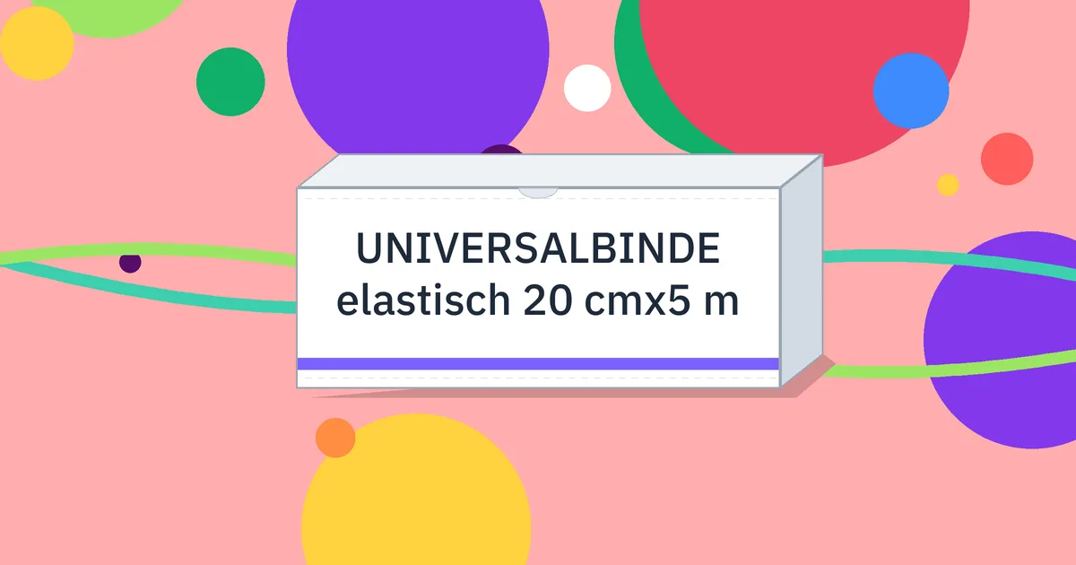 Symbolbild: Packung mit der Aufschrift UNIVERSALBINDE elastisch 20 cmx5 m (PZN 07200073) – Verfügbarkeit und Bezug in Apotheken in Frankfurt am Main
