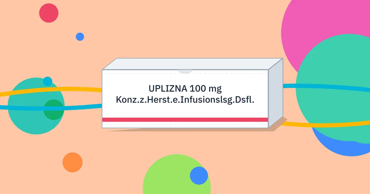 Symbolbild: Packung mit der Aufschrift UPLIZNA 100 mg Konz.z.Herst.e.Infusionslsg.Dsfl. (PZN 17847166) – Verfügbarkeit und Bezug in Apotheken in Frankfurt am Main