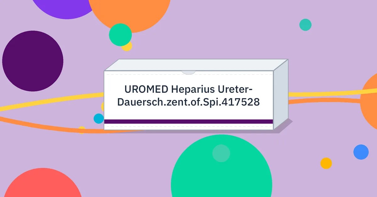 Symbolbild: Packung mit der Aufschrift UROMED Heparius Ureter-Dauersch.zent.of.Spi.417528 (PZN 11370757) – Verfügbarkeit und Bezug in Apotheken in Frankfurt am Main
