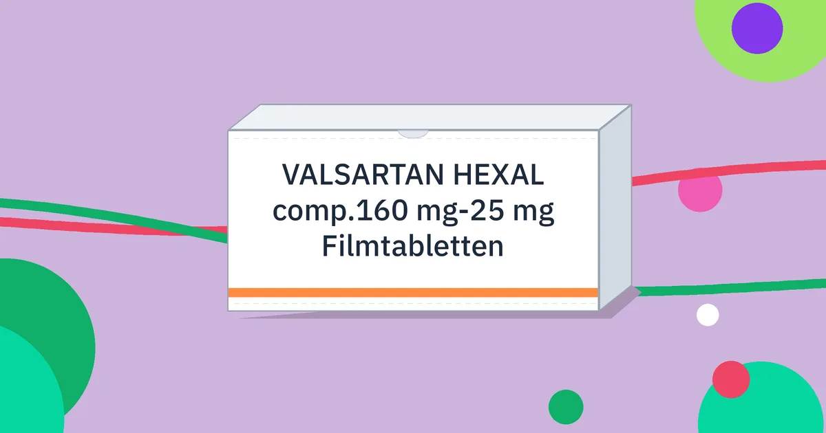 Symbolbild: Packung mit der Aufschrift VALSARTAN HEXAL comp.160 mg-25 mg Filmtabletten (PZN 07607254) – Verfügbarkeit und Bezug in Apotheken in Frankfurt am Main