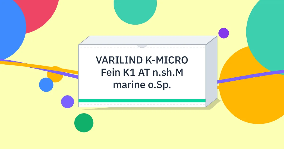 Symbolbild: Packung mit der Aufschrift VARILIND K-MICRO Fein K1 AT n.sh.M marine o.Sp. (PZN 20552150) – Verfügbarkeit und Bezug in Apotheken in Frankfurt am Main