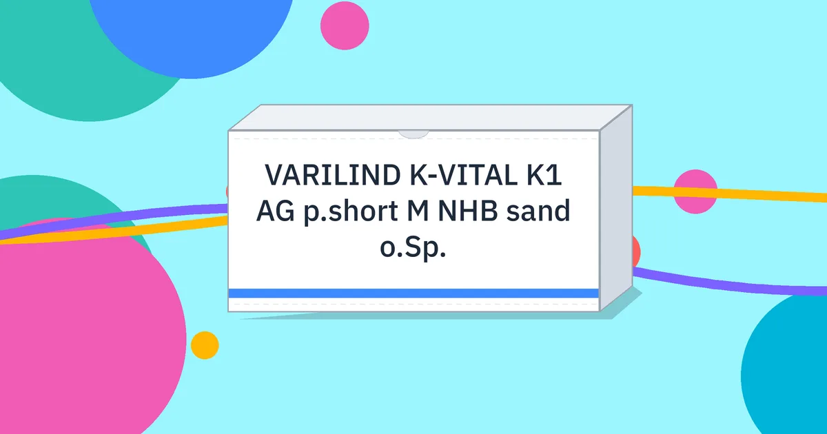 Symbolbild: Packung mit der Aufschrift VARILIND K-VITAL K1 AG p.short M NHB sand o.Sp. (PZN 20562941) – Verfügbarkeit und Bezug in Apotheken in Frankfurt am Main
