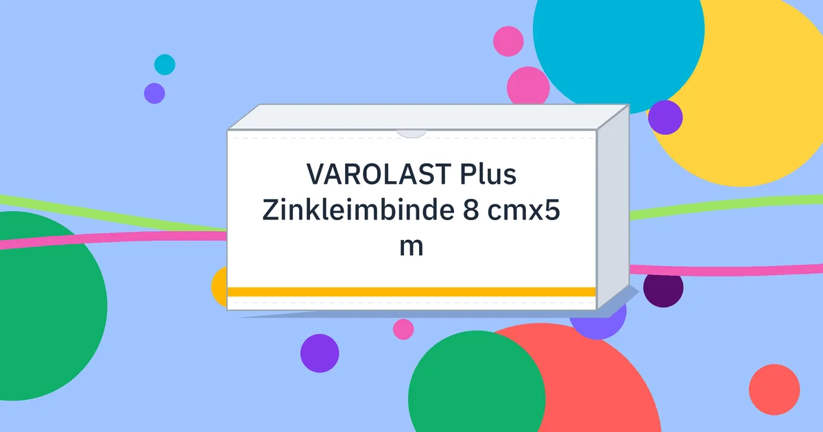 Symbolbild: Packung mit der Aufschrift VAROLAST Plus Zinkleimbinde 8 cmx5 m (PZN 02667234) – Verfügbarkeit und Bezug in Apotheken in Frankfurt am Main