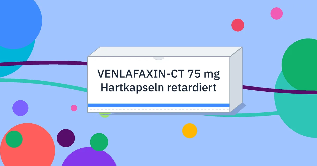 Symbolbild: Packung mit der Aufschrift VENLAFAXIN-CT 75 mg Hartkapseln retardiert (PZN 06794320) – Verfügbarkeit und Bezug in Apotheken in Frankfurt am Main