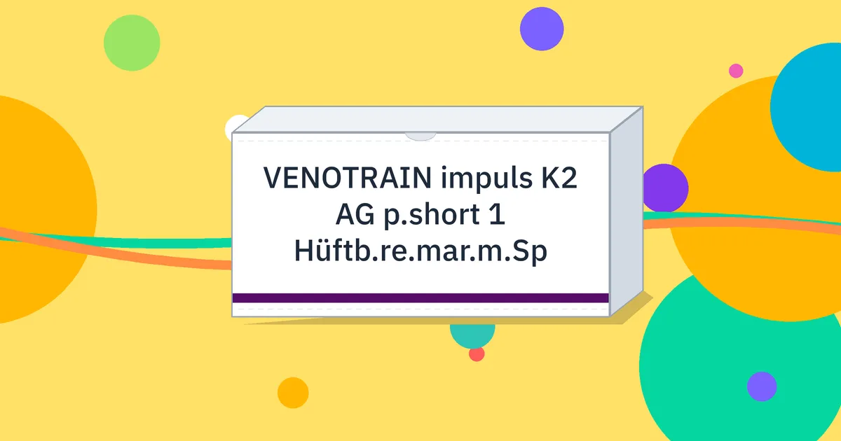 Symbolbild: Packung mit der Aufschrift VENOTRAIN impuls K2 AG p.short 1 Hüftb.re.mar.m.Sp (PZN 15216510) – Verfügbarkeit und Bezug in Apotheken in Frankfurt am Main