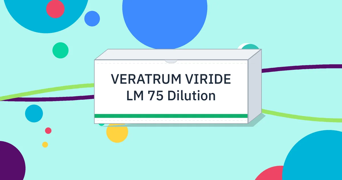 Symbolbild: Packung mit der Aufschrift VERATRUM VIRIDE LM 75 Dilution (PZN 13265740) – Verfügbarkeit und Bezug in Apotheken in Frankfurt am Main