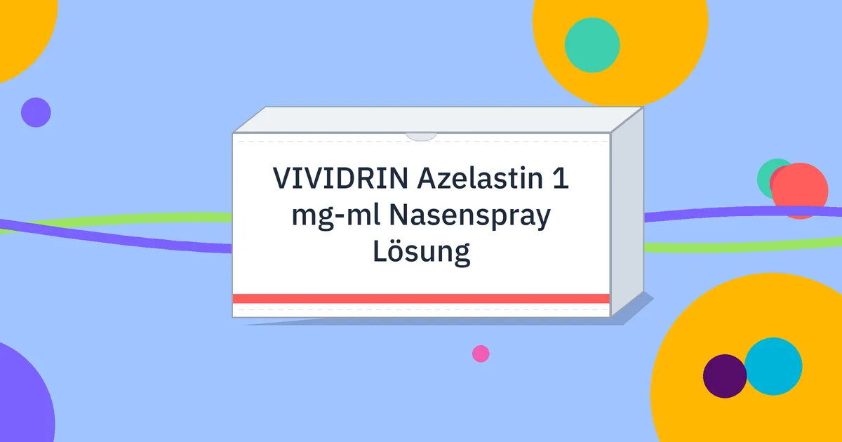 Symbolbild: Packung mit der Aufschrift VIVIDRIN Azelastin 1 mg-ml Nasenspray Lösung (PZN 12910552) – Verfügbarkeit und Bezug in Apotheken in Frankfurt am Main