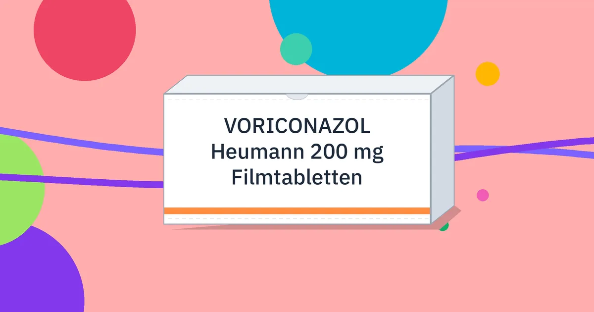 Symbolbild: Packung mit der Aufschrift VORICONAZOL Heumann 200 mg Filmtabletten (PZN 11374755) – Verfügbarkeit und Bezug in Apotheken in Frankfurt am Main