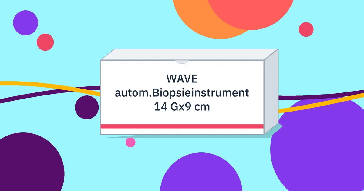 Symbolbild: Packung mit der Aufschrift WAVE autom.Biopsieinstrument 14 Gx9 cm (PZN 19529588) – Verfügbarkeit und Bezug in Apotheken in Frankfurt am Main
