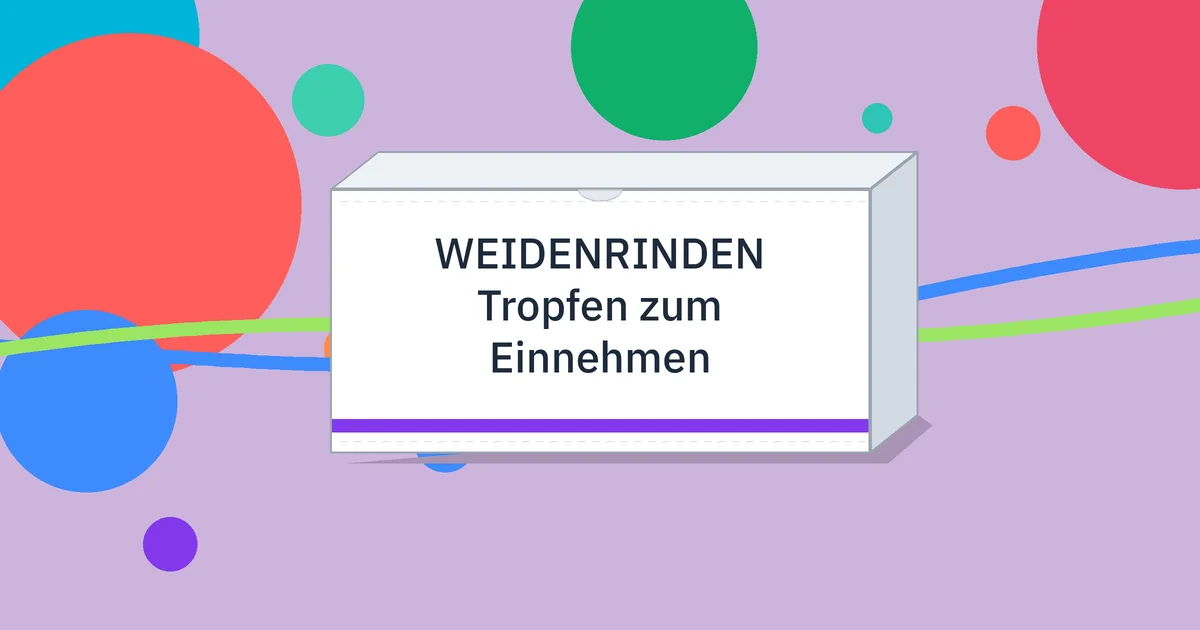 Symbolbild: Packung mit der Aufschrift WEIDENRINDEN Tropfen zum Einnehmen (PZN 11366135) – Verfügbarkeit und Bezug in Apotheken in Frankfurt am Main